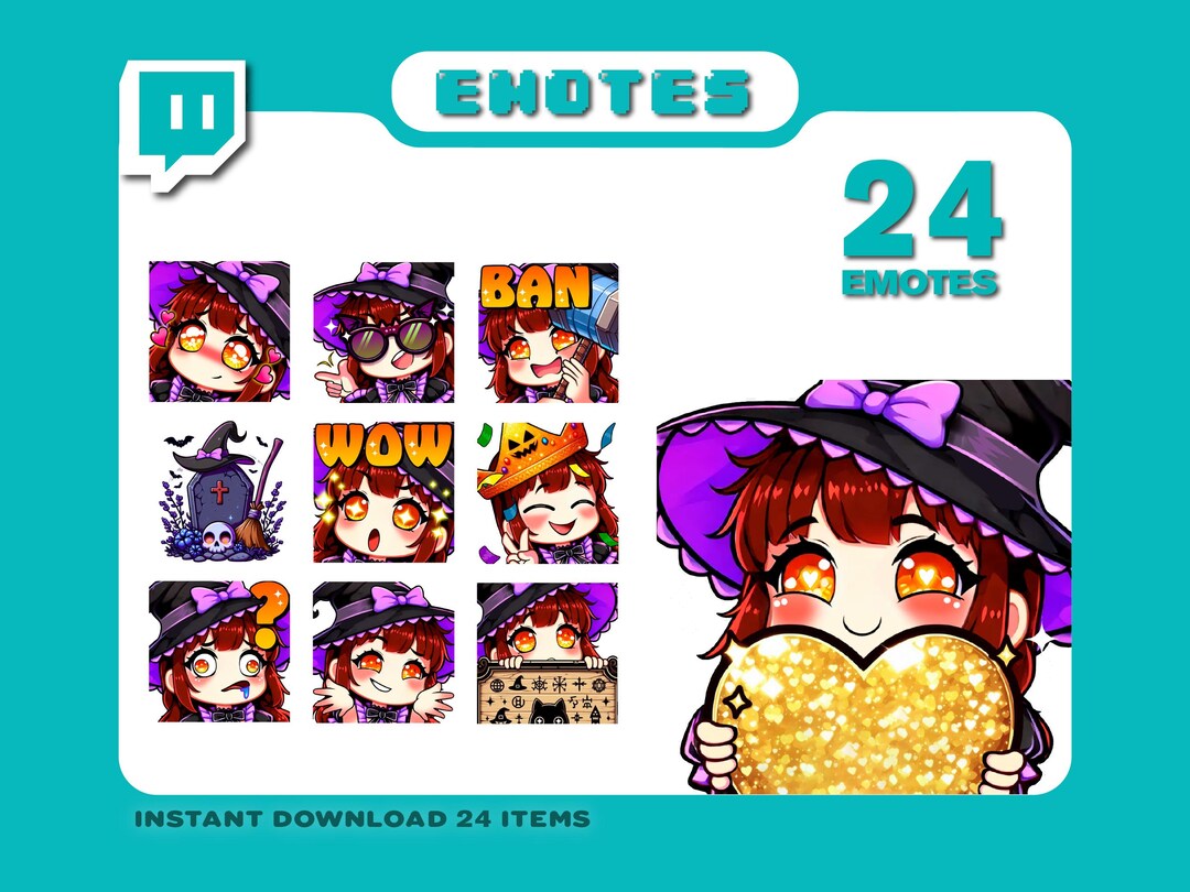 Magical Witch Emotes for Twitch, Discord, and Tiktok Emotes on Sale - Etsy