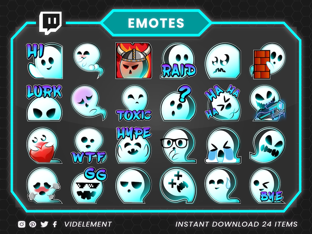 Ghost Twitch Emotes: Chibi Text Emotes (digital Download) - Etsy