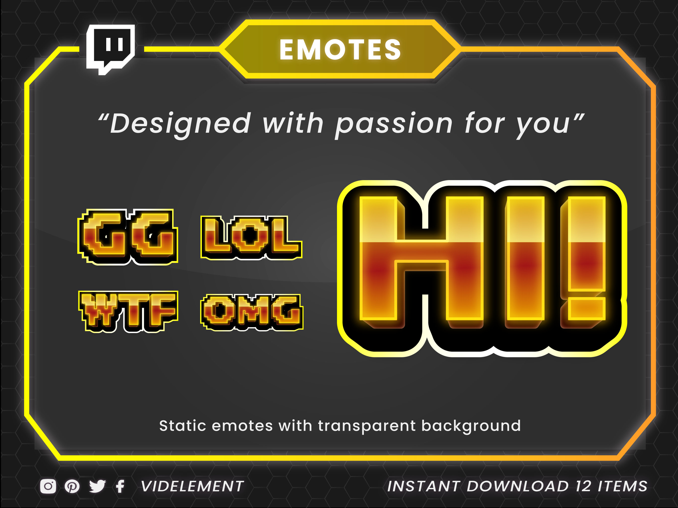Twitch Emote Pack Twitch Text Emotes Twitch Hi Emote - Etsy UK
