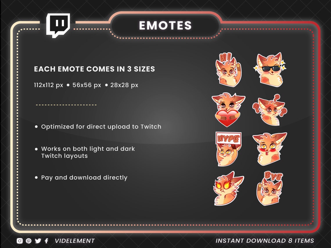Fox Emote Twitch Emote Discord Emote Fox Text Emote Animal - Etsy