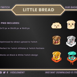 Bread Sub Badges, Twitch Sub Badges, Twitch Badges, Twitch Sub Badge ...
