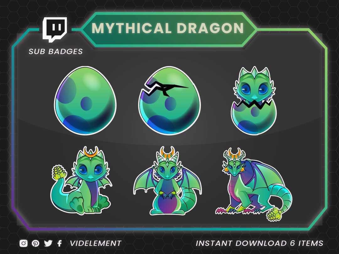 Mythical Dragon Twitch Sub Badges: Gamer Streamer Badges (digital ...