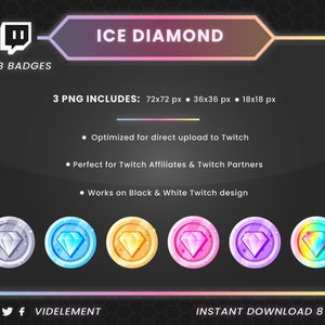 Diamond Twitch Sub Badges: Coin Gemstone Bit Badges (PNG) - Etsy
