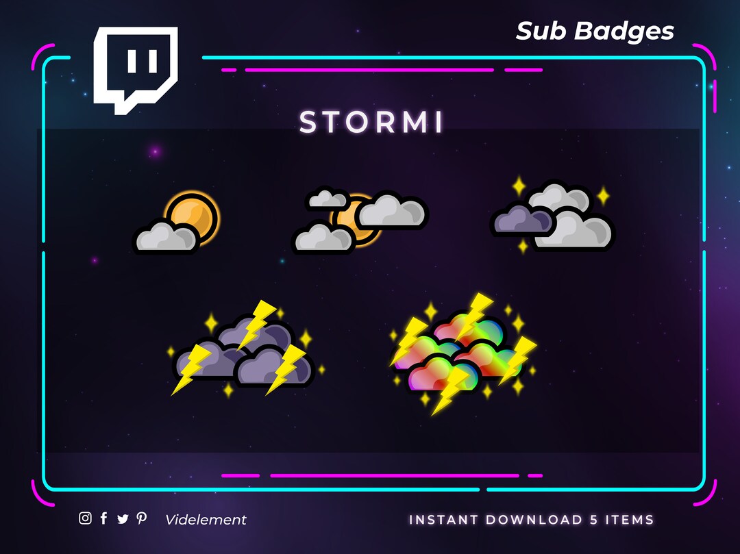 Storm Sub Badges, Twitch Sub Badges, Twitch Badges, Twitch Sub Badge ...