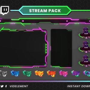 Neon Shadows Stream Pack: Animated Twitch Overlays, Emotes, Badges - Etsy