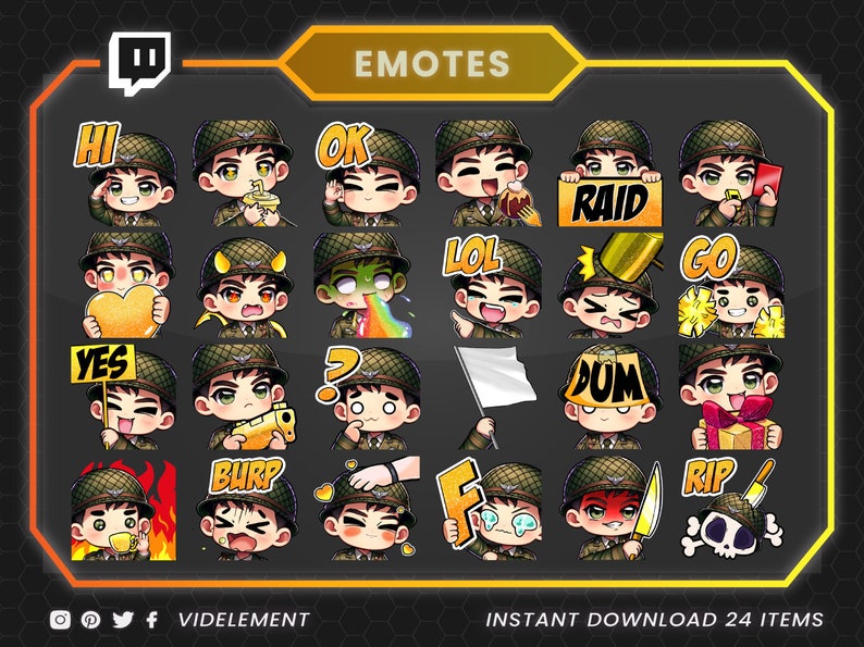 Military Twitch Emotes: 24 Static Emotes Pack (instant Download) - Etsy