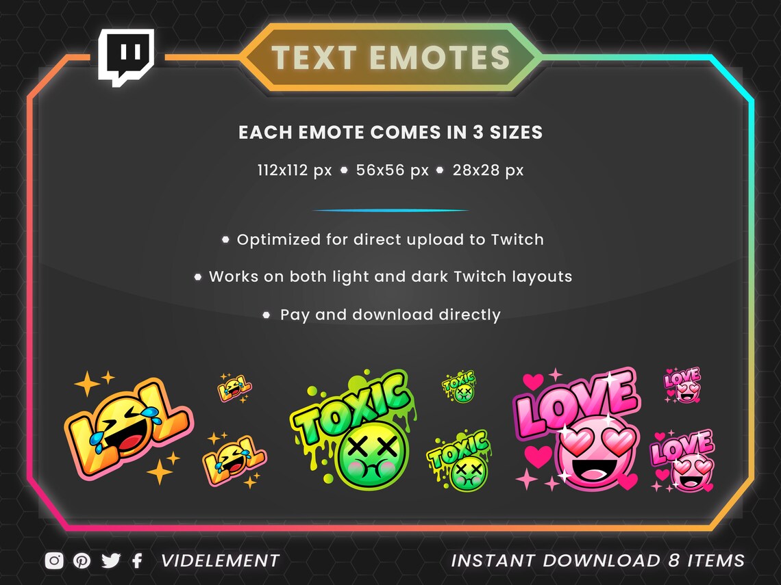 Twitch Emotes Twitch Text Emotes Face Text Emotes Smilies - Etsy