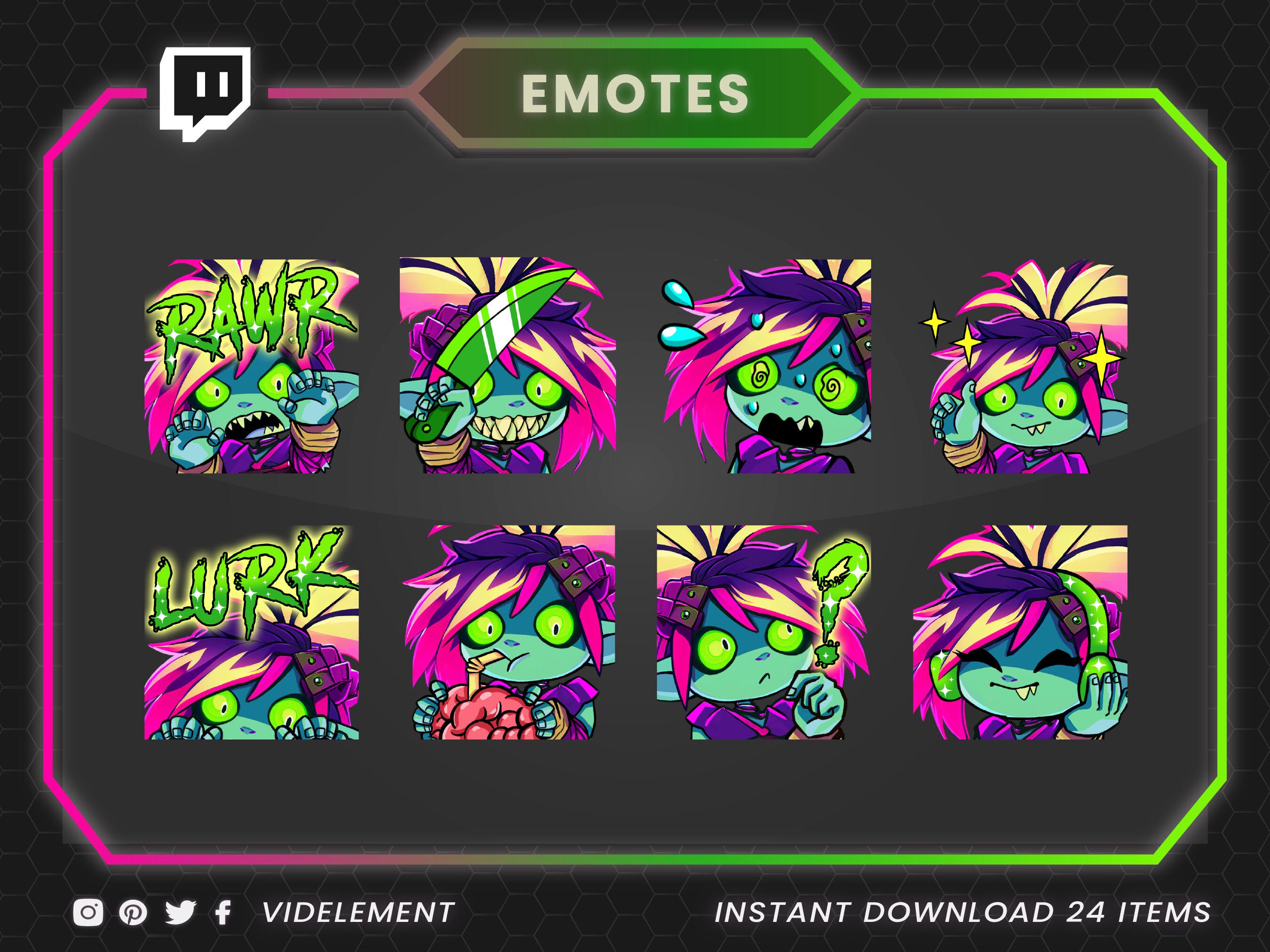 Zombie Twitch Emotes, Twitch Sub Emotes, Discord Emotes, Text Emotes ...