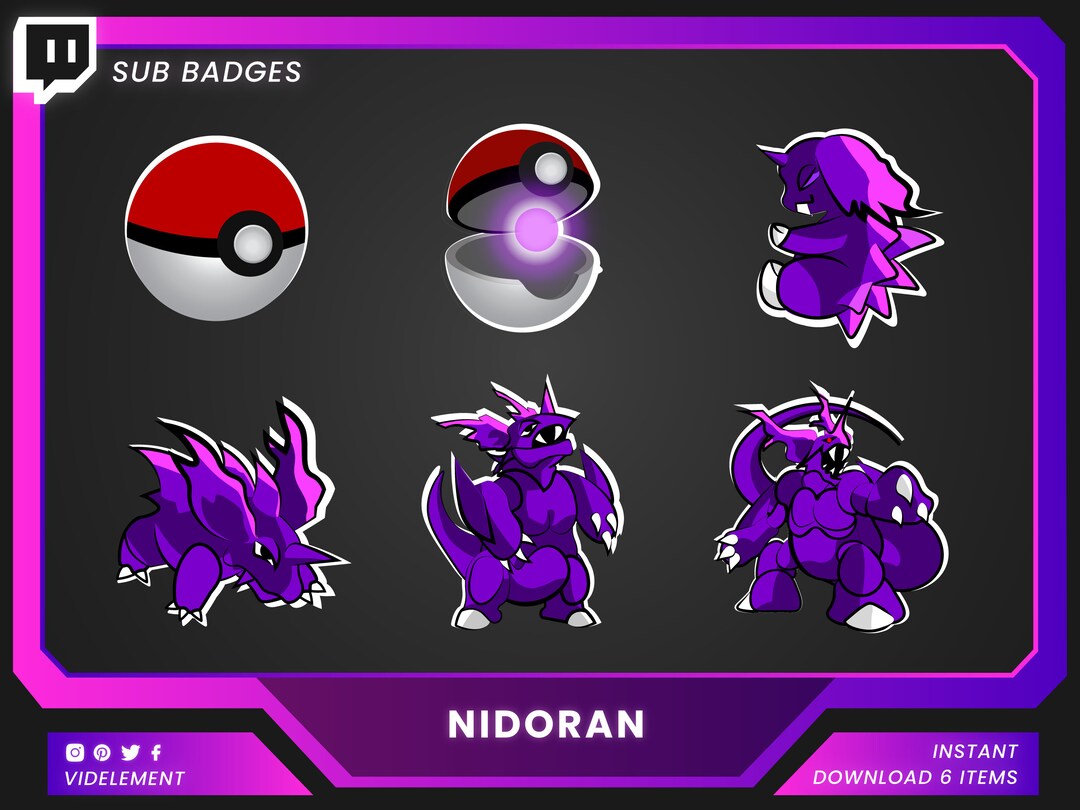 Nidoran Sub Badges, Pokemon Sub Badges, Twitch Sub Badges, Twitch ...