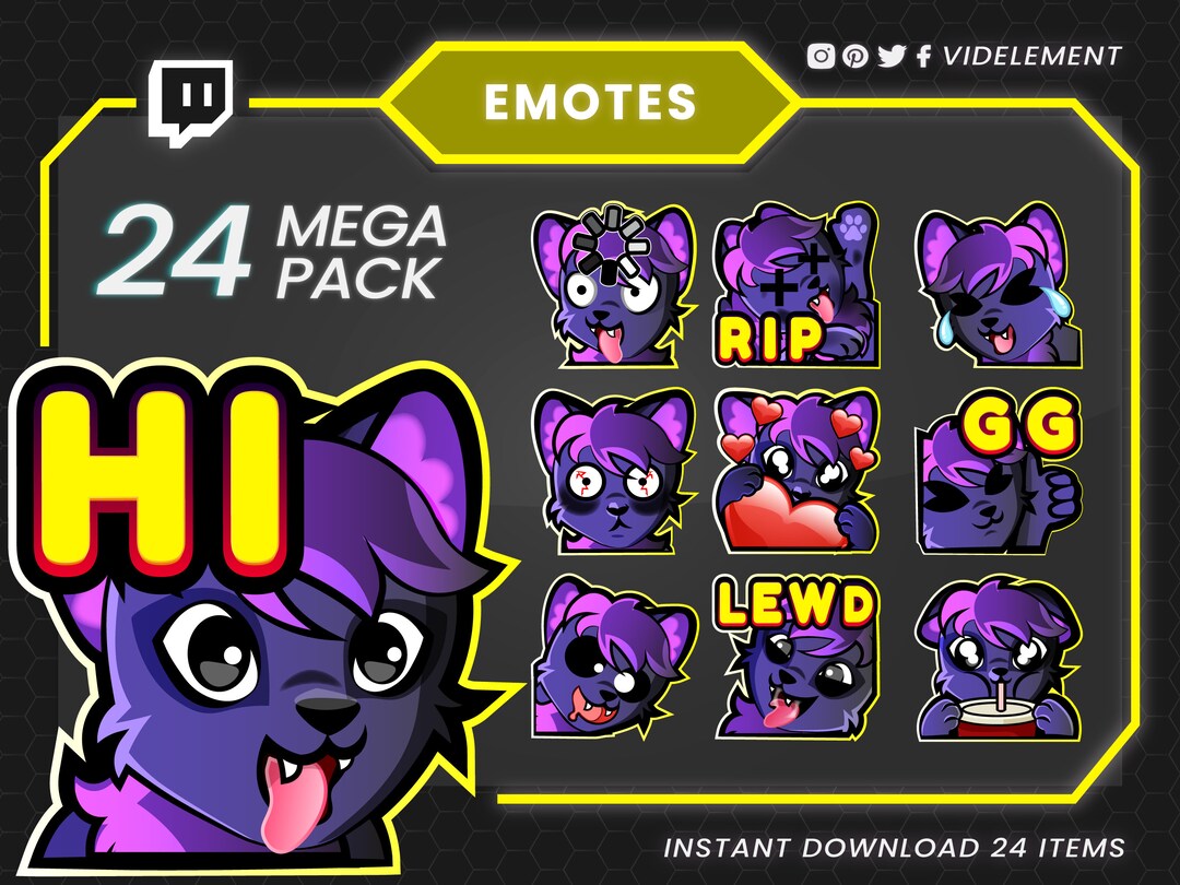 Wolf Emotes, Twitch Emotes, Twitch Sub Emotes, Discord Emotes, Text ...
