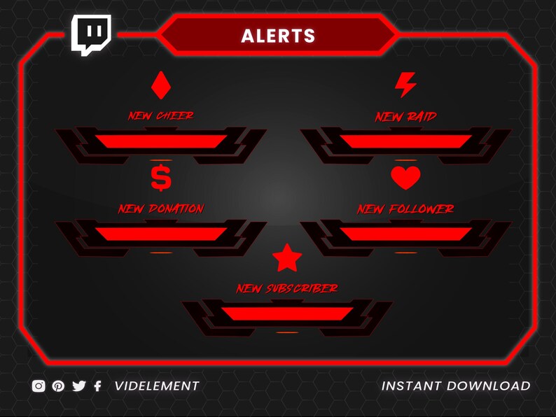 Demon Girl Stream Pack, Twitch Overlay Pack, Animated Twitch Overlay ...