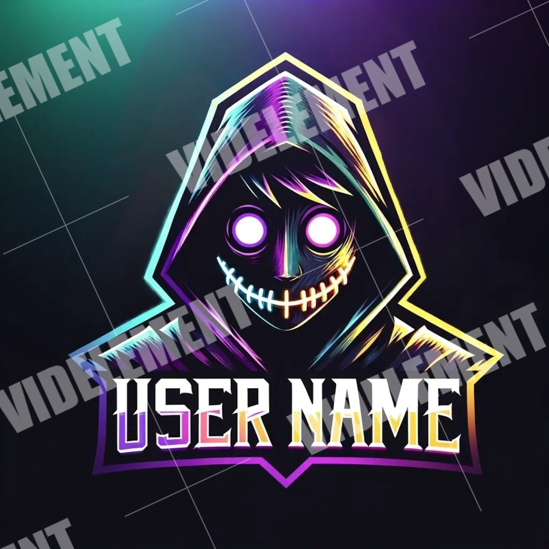 Custom Neon Mask Logo: Eerie Twitch Stream Design - Etsy