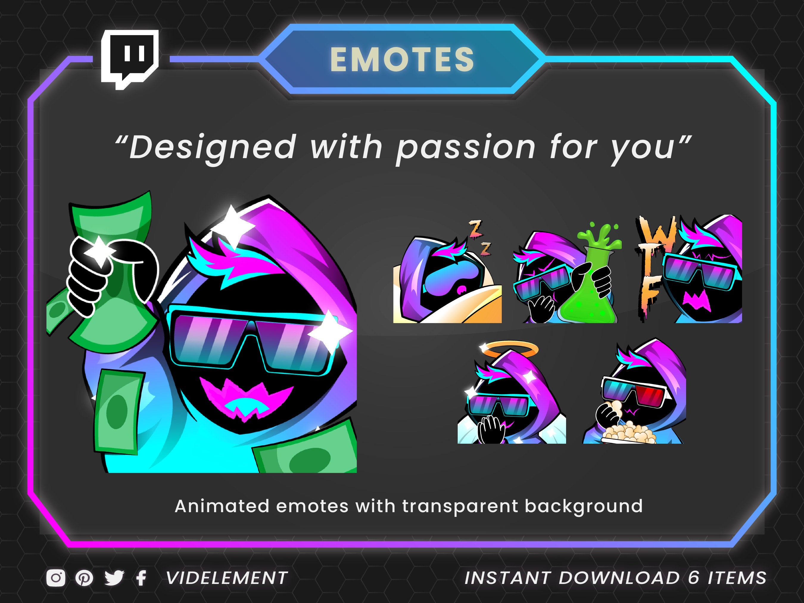 Animated Emotes Neon, Twitch Emote, Text Emote, Emote Twitch, Discord ...