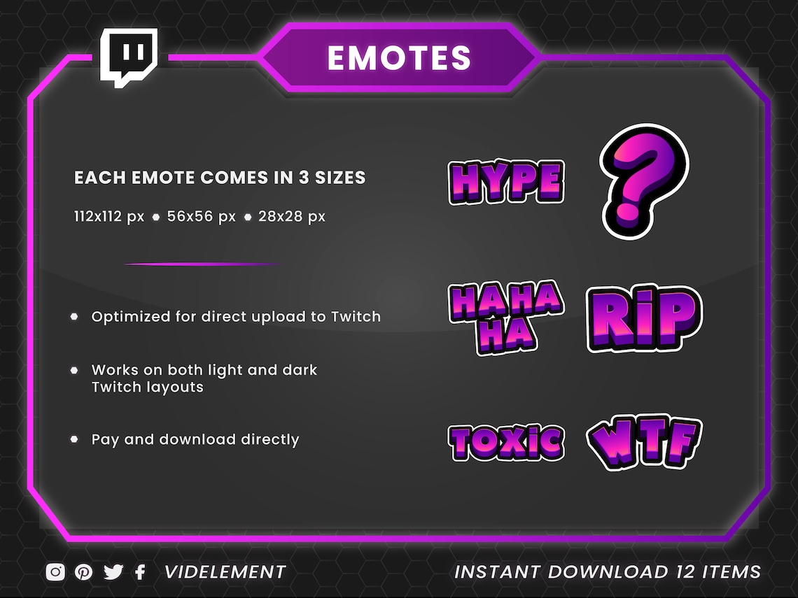 Twitch Emote Pack Twitch Text Emotes Twitch Hi Emote - Etsy Canada