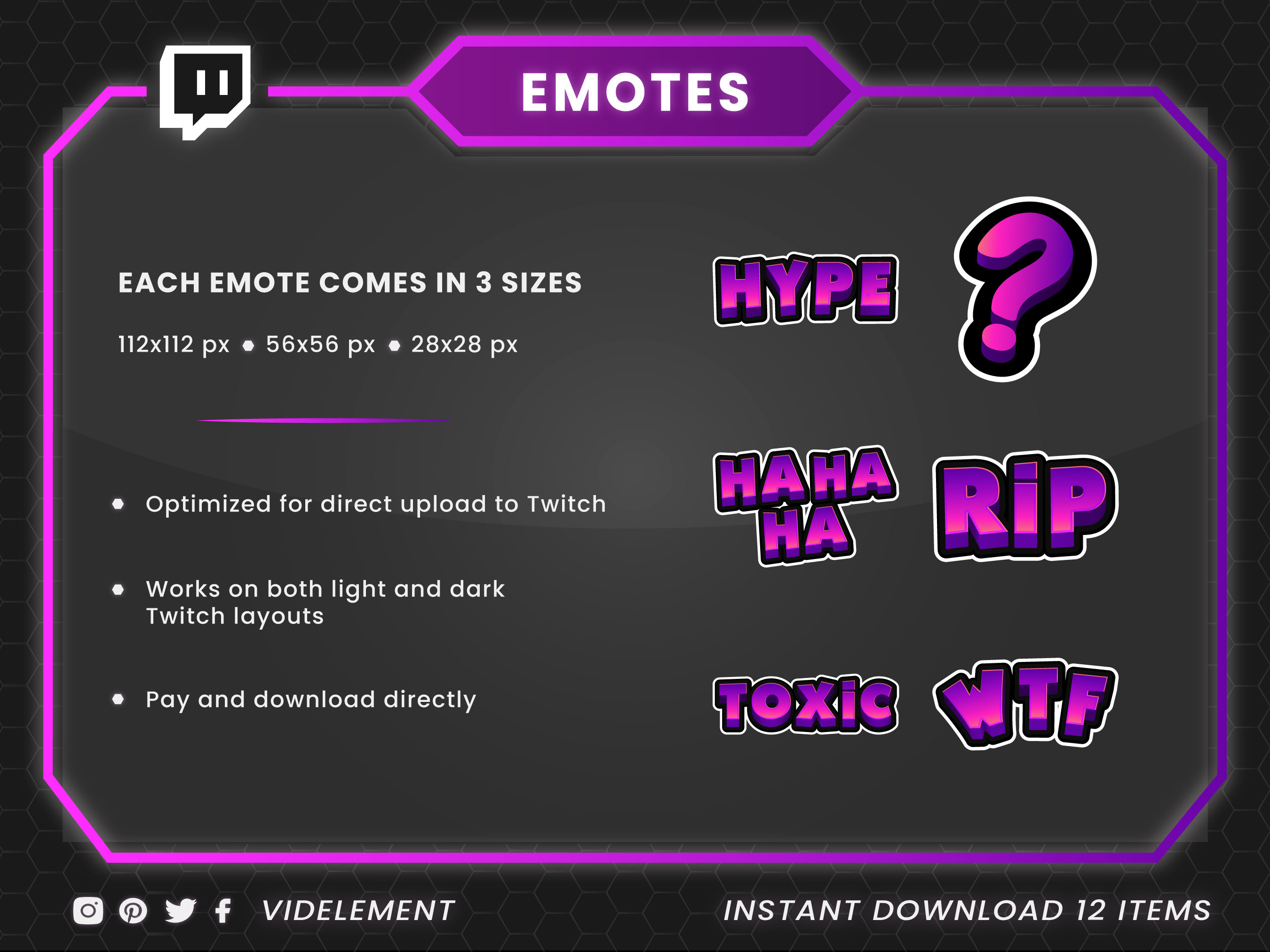 Twitch Emote Pack Twitch Text Emotes Twitch Hi Emote - Etsy Canada