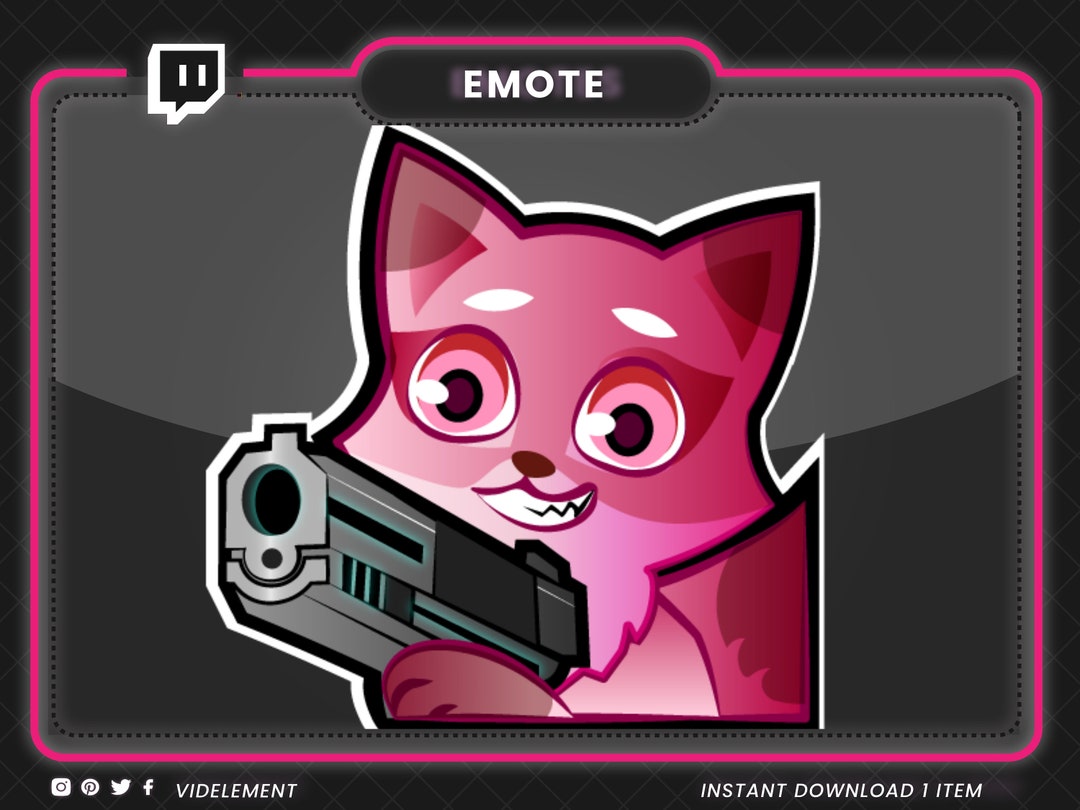Fox Emote Gun Emote / Twitch Gun Emote / Pistol Emote / Chibi Fox Emote ...