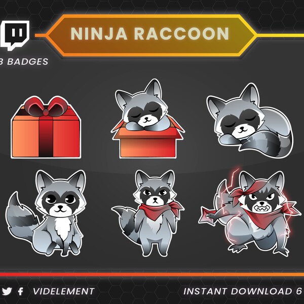 Raccoon Badges Twitch - Etsy