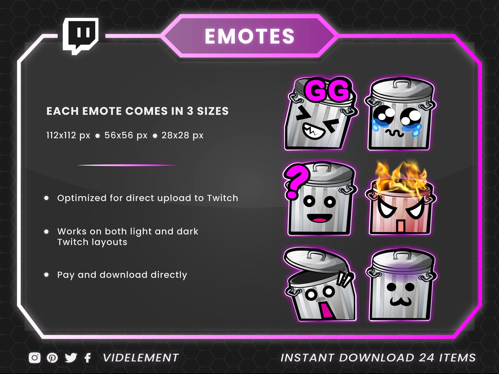 Trash Can Emotes Trash Bin Emotes Twitch Emotes Twitch Sub - Etsy UK