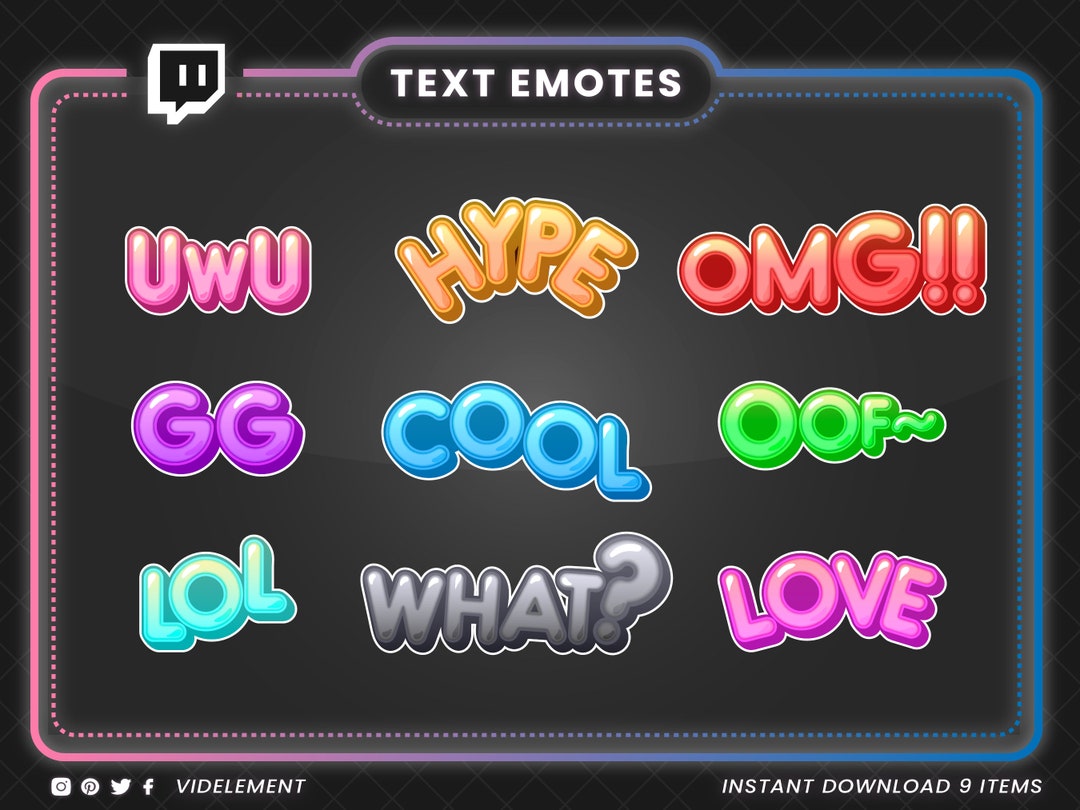 Twitch Text Emote | Emote Pack, Text Emotes, Twitch Emotes, Discord ...