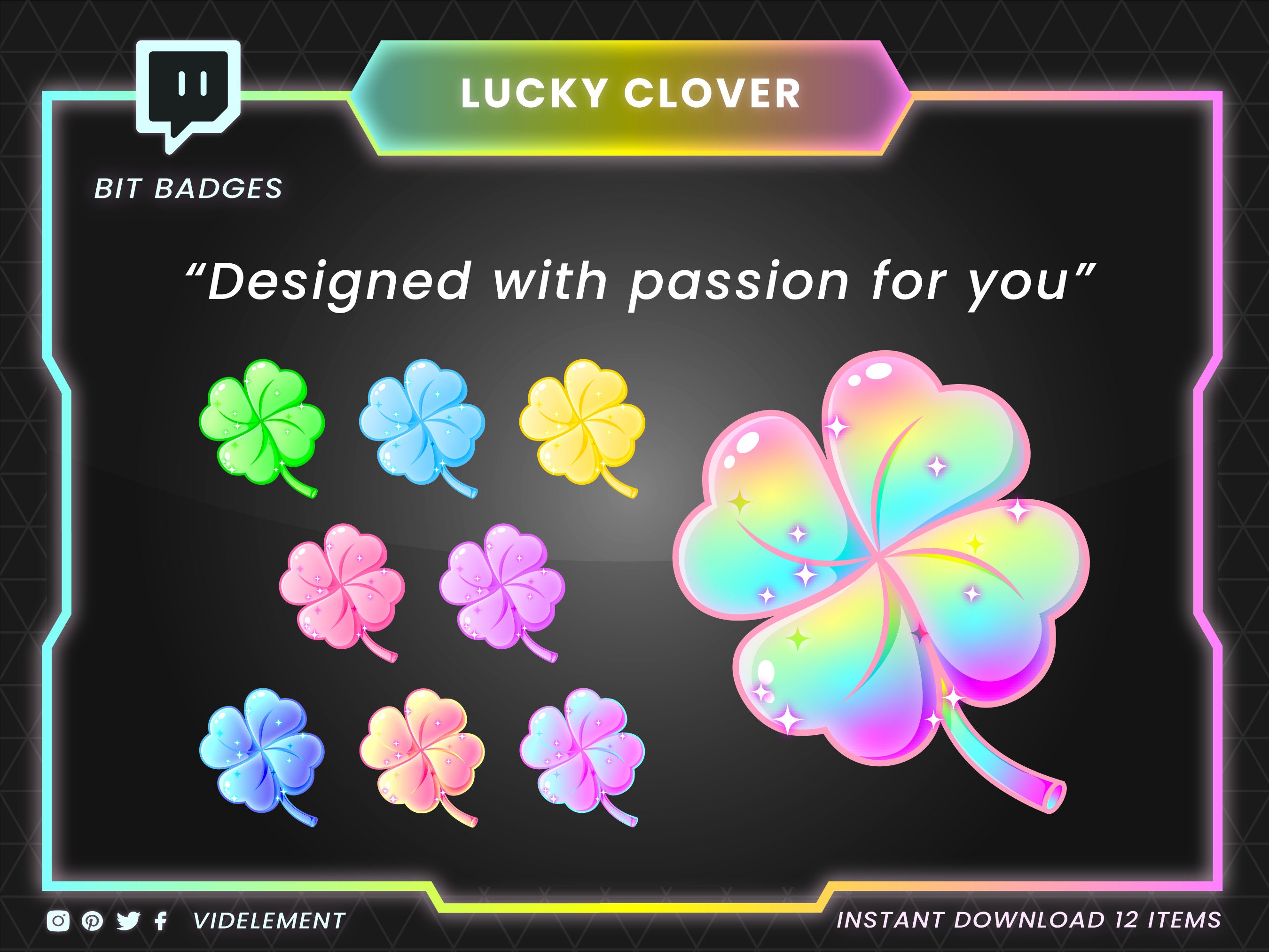 Twitch Bit Badges Twitch Sub Badges Clover Bit Badges Medal - Etsy ...