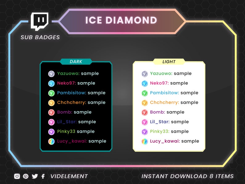 Diamond Twitch Sub Badges: Coin Gemstone Bit Badges (PNG) - Etsy