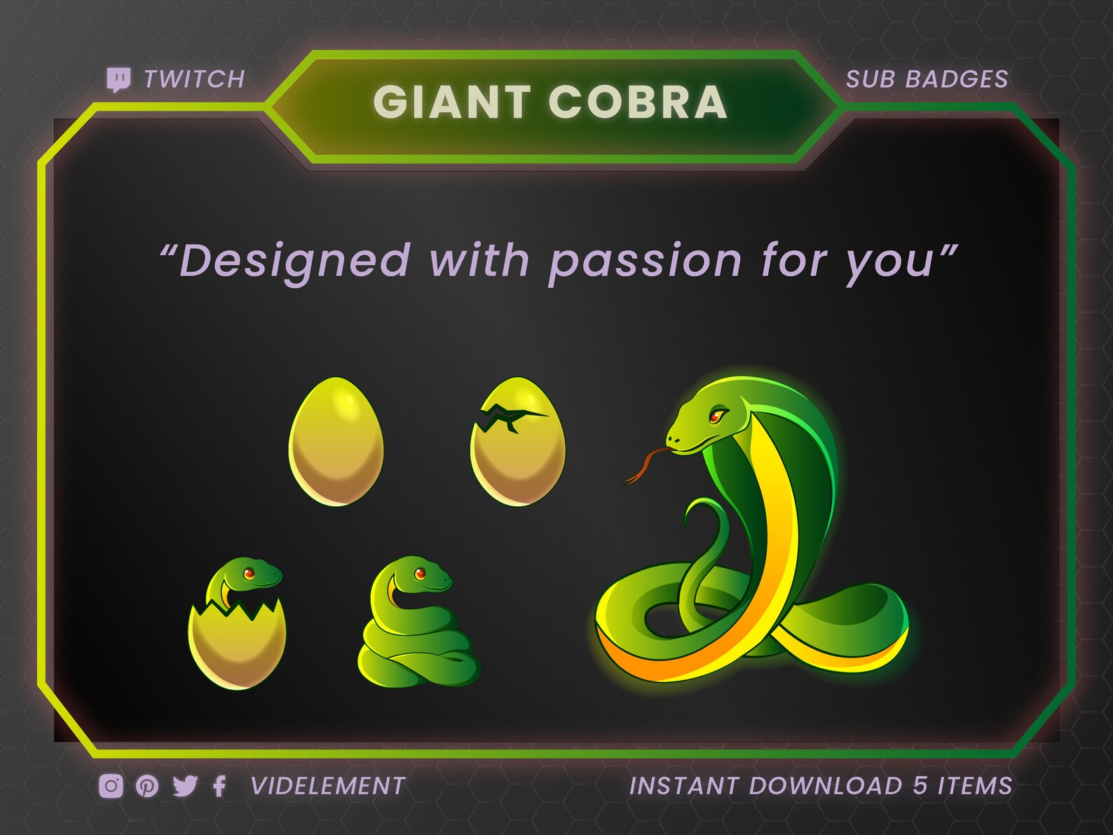Snake Twitch Badges Cobra Sub Badges Animal Sub Badges | Etsy