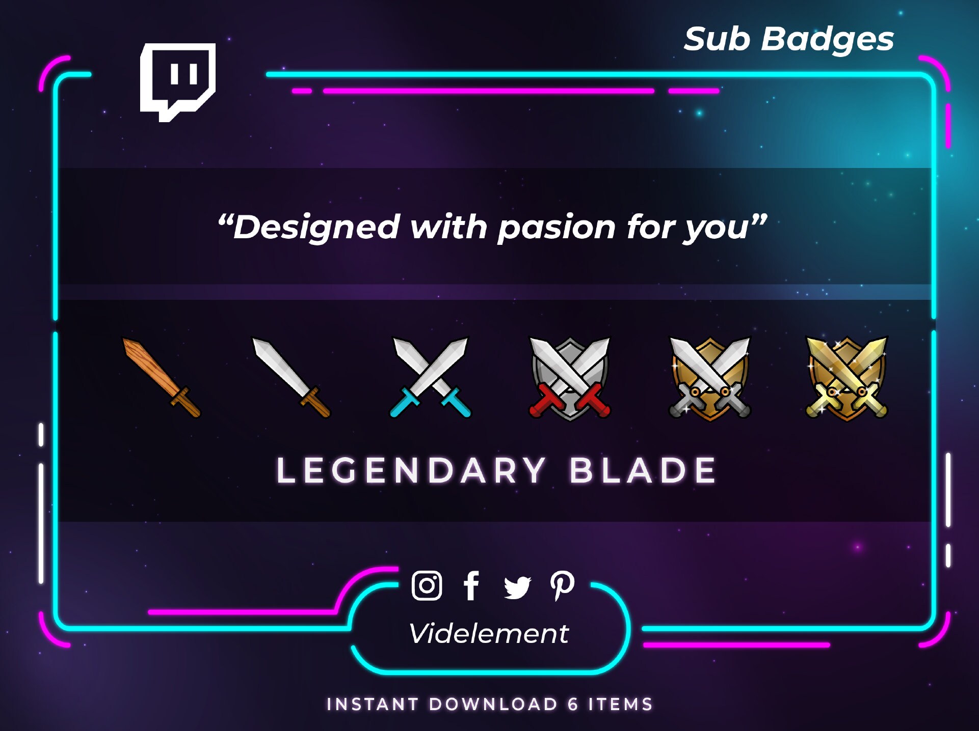 Blade Sub Badges Weapons Sub Badges Twitch Sub Badges | Etsy