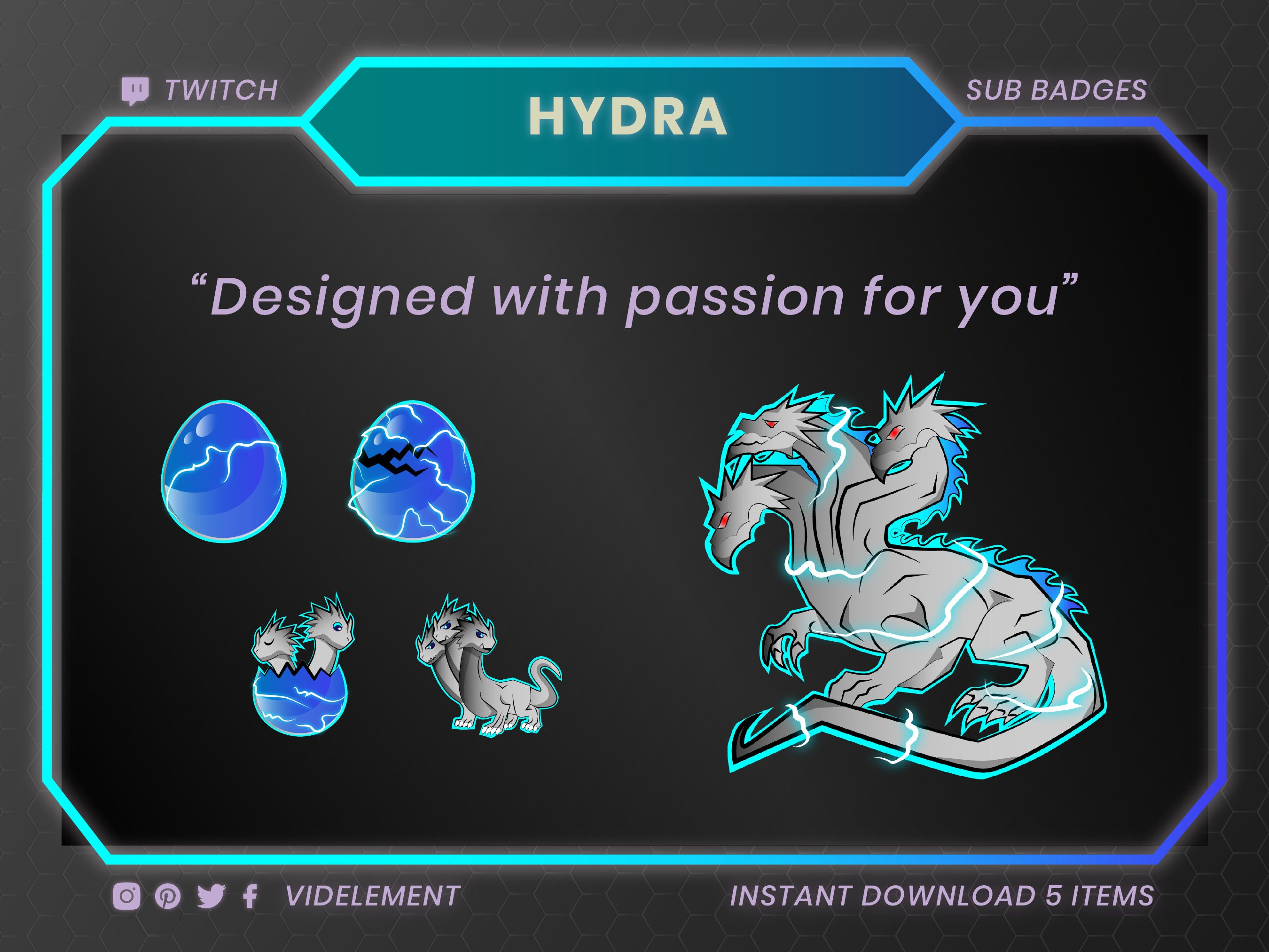 Hydra Sub Badges Twitch Sub Badges Twitch Badges Twitch Sub - Etsy