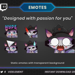 Sorcerer's Whiskers: 20 Chibi Cat Emotes – White & Purple Fur With ...