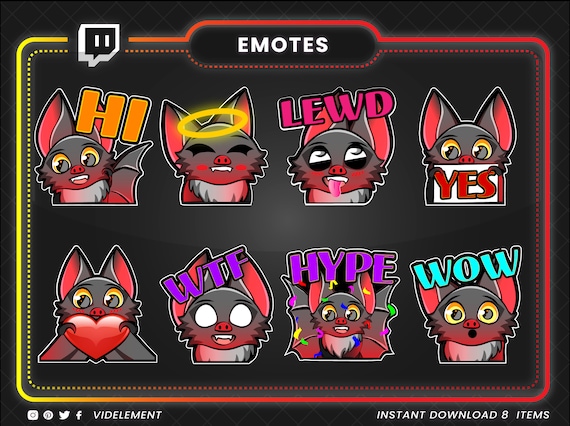 8 Bat Emotes Twitch Emote Bat Text Emote Animal Emote Hype - Etsy