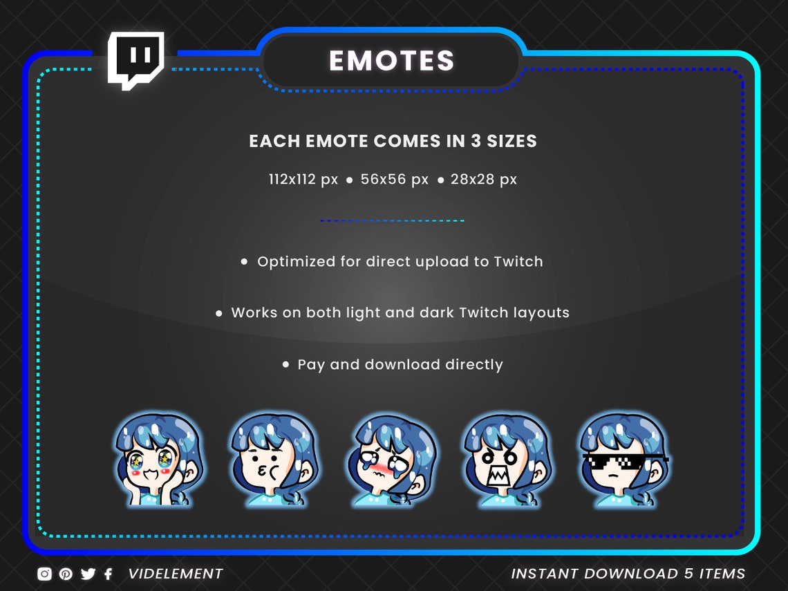Blue Anime Doll Emotes for Twitch and Discord Twitch Emotes - Etsy