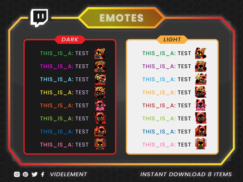 Animated Red Wolf Twitch Emotes: Neon Gas Mask, 8 Pack (digital ...