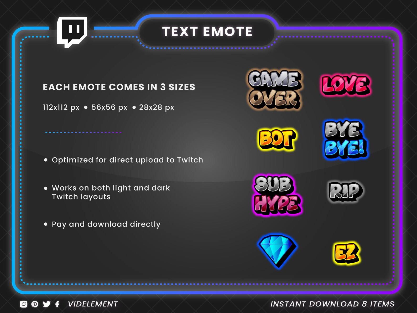 8 Text Emote Text Emotes Twitch Text Emote Discord Emote - Etsy