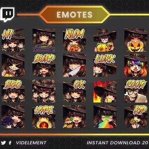 Halloween Witch Emotes: 20-piece Twitch/discord Emote Pack - Etsy