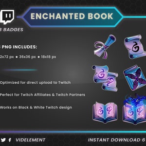 Enchanted Book Twitch Sub Badges: Magic Parchment Graphics (6 Items) - Etsy