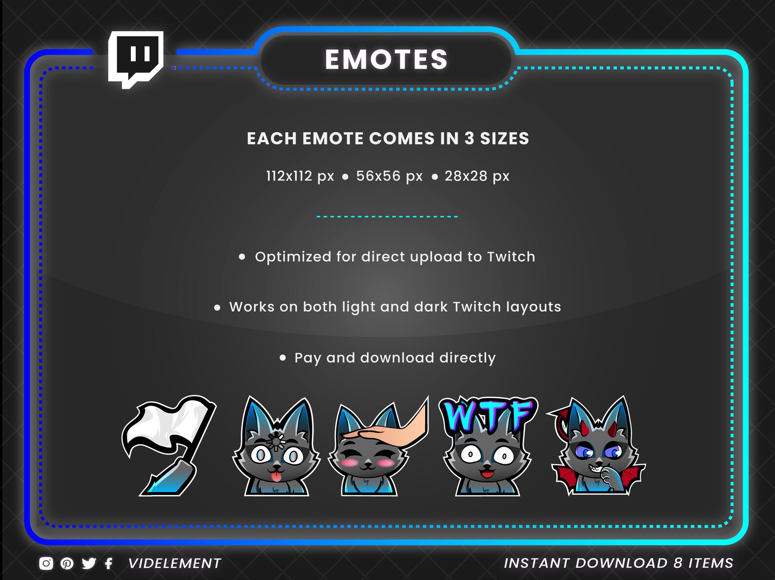 8 Cat Emotes Twitch Emote Cat Text Emote Animal Emote Cat - Etsy