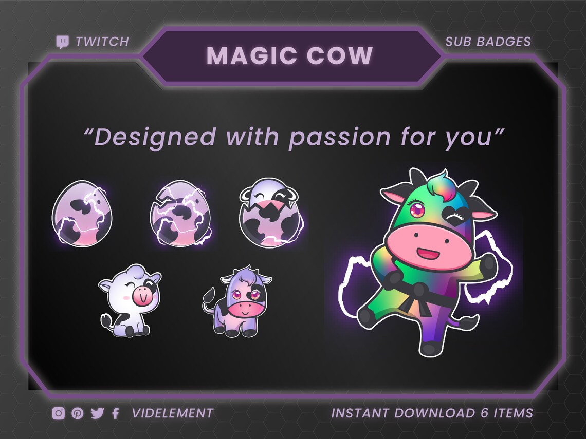 Cow Sub Badges, Twitch Sub Badges, Twitch Badges, Sub Badges Twitch ...