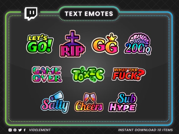 Twitch Text Emotes Emote Pack Text Emote Twitch Emote - Etsy UK