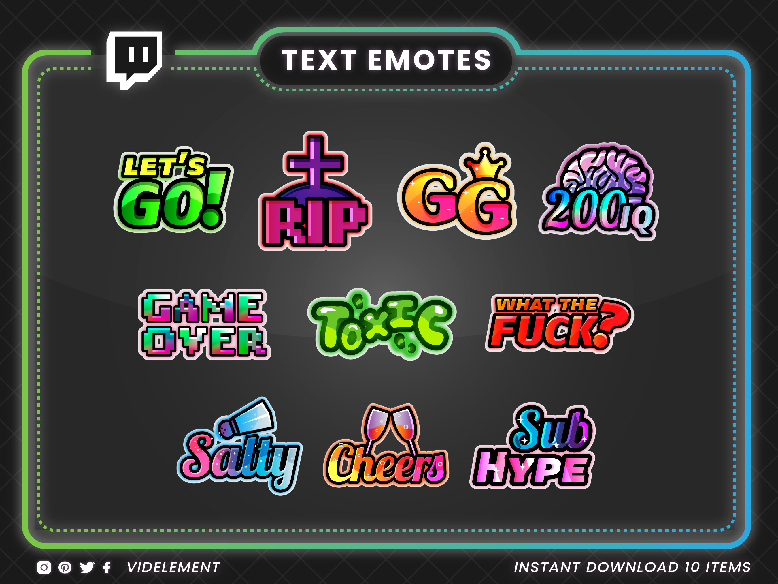 Twitch Text Emotes Emote Pack Text Emote Twitch Emote - Etsy