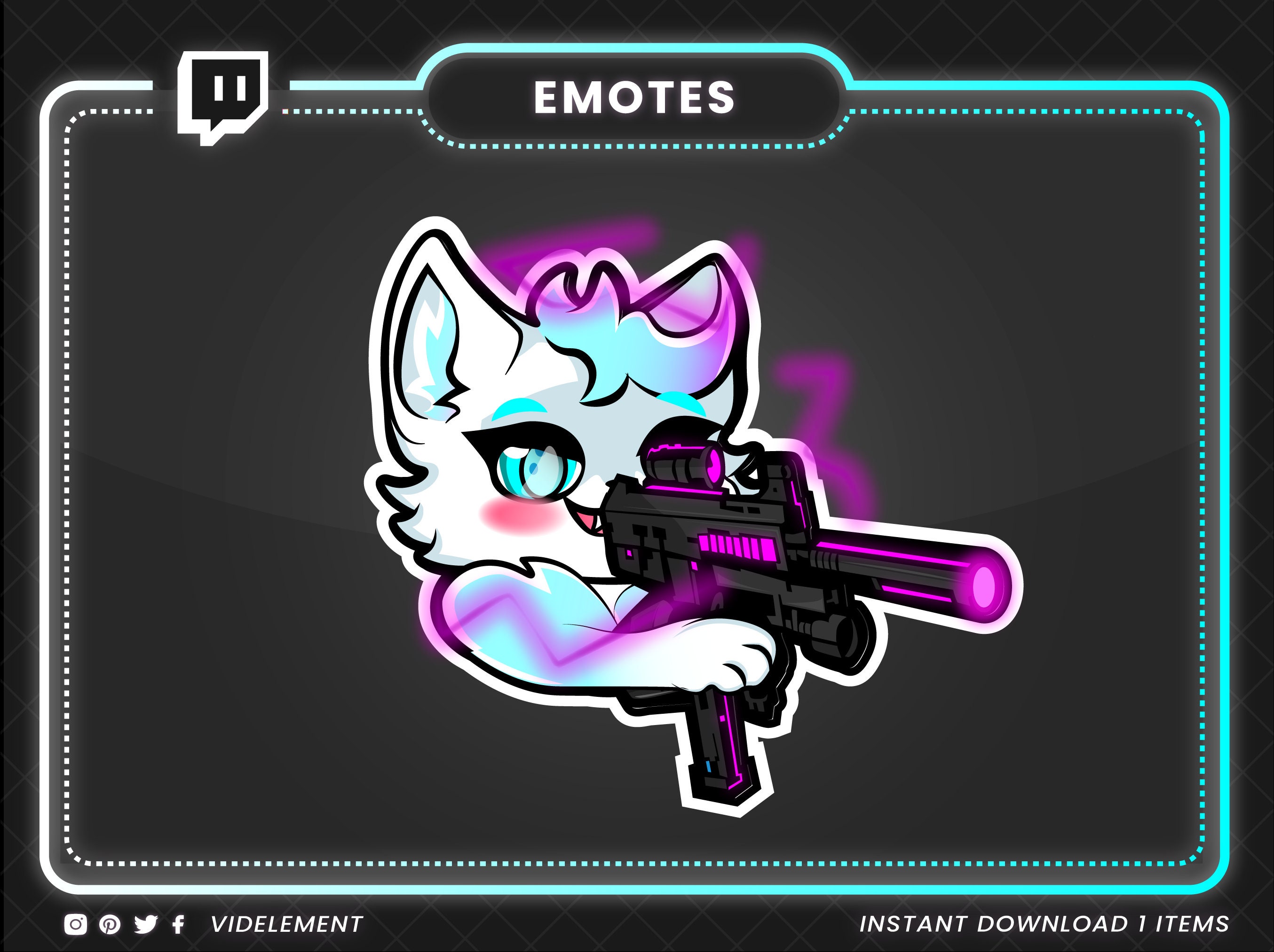 Wolf Twitch Emote Gun Emote - Etsy UK