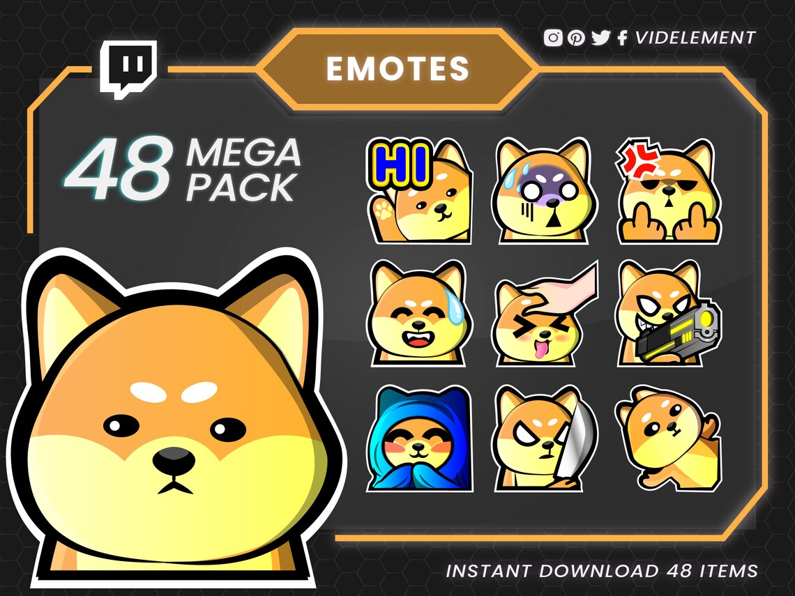48 Twitch Emotes Twitch Sub Emotes Discord Emote Text - Etsy