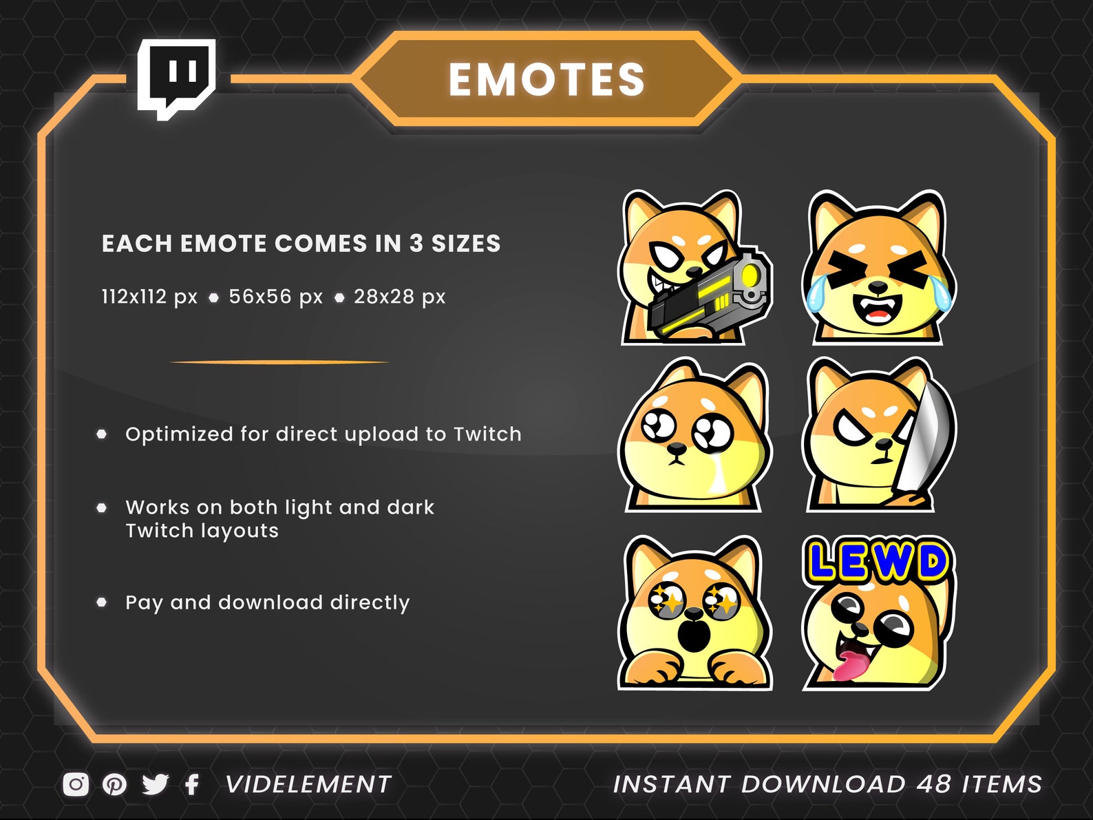 48 Twitch Emotes Twitch Sub Emotes Discord Emote Text - Etsy