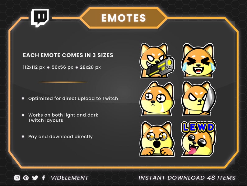 48 Twitch Emotes Twitch Sub Emotes Discord Emote Text - Etsy