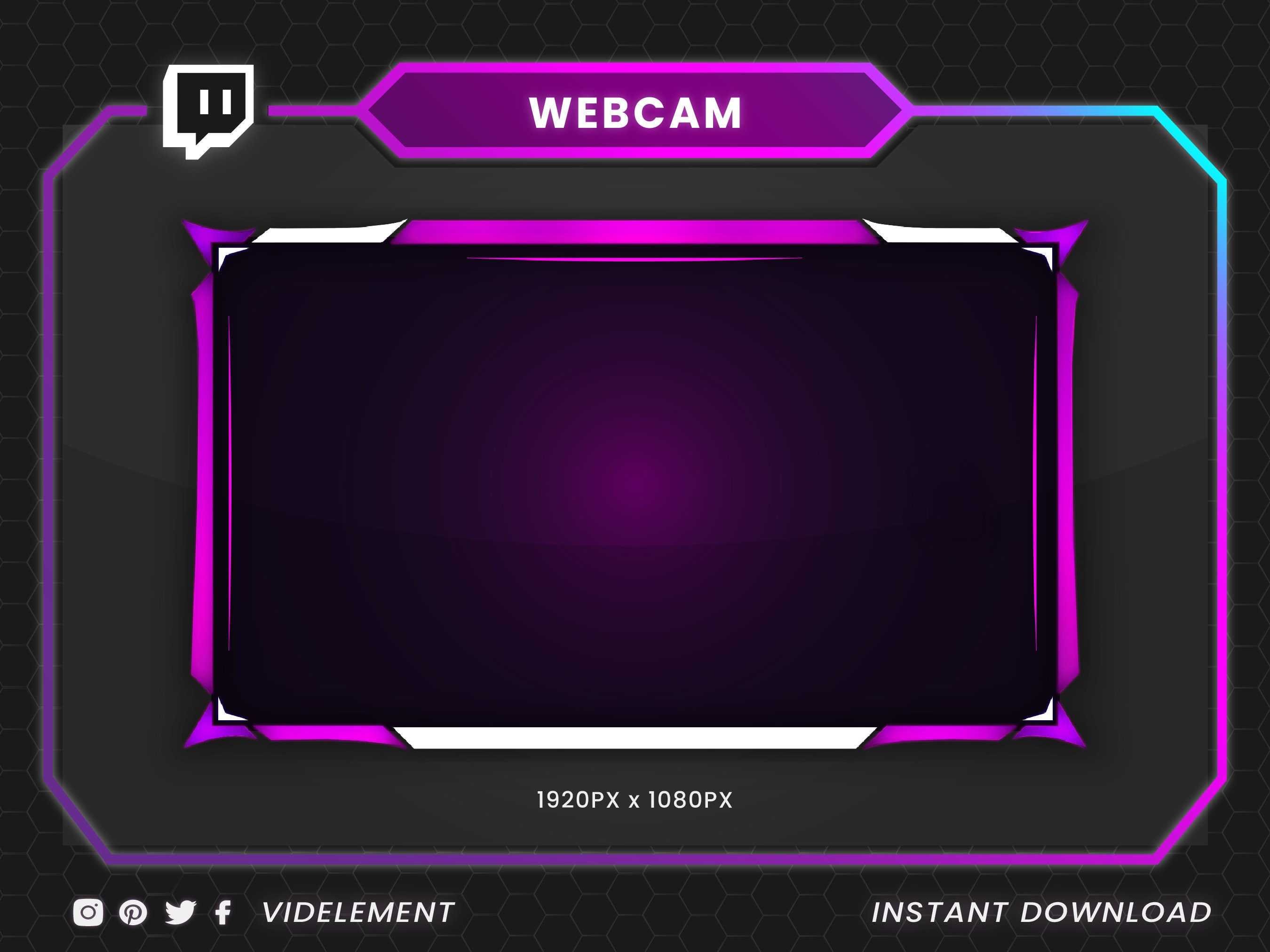 Animated Webcam Overlay, Twitch Webcam Overlay, Purple Webcam Overlay ...
