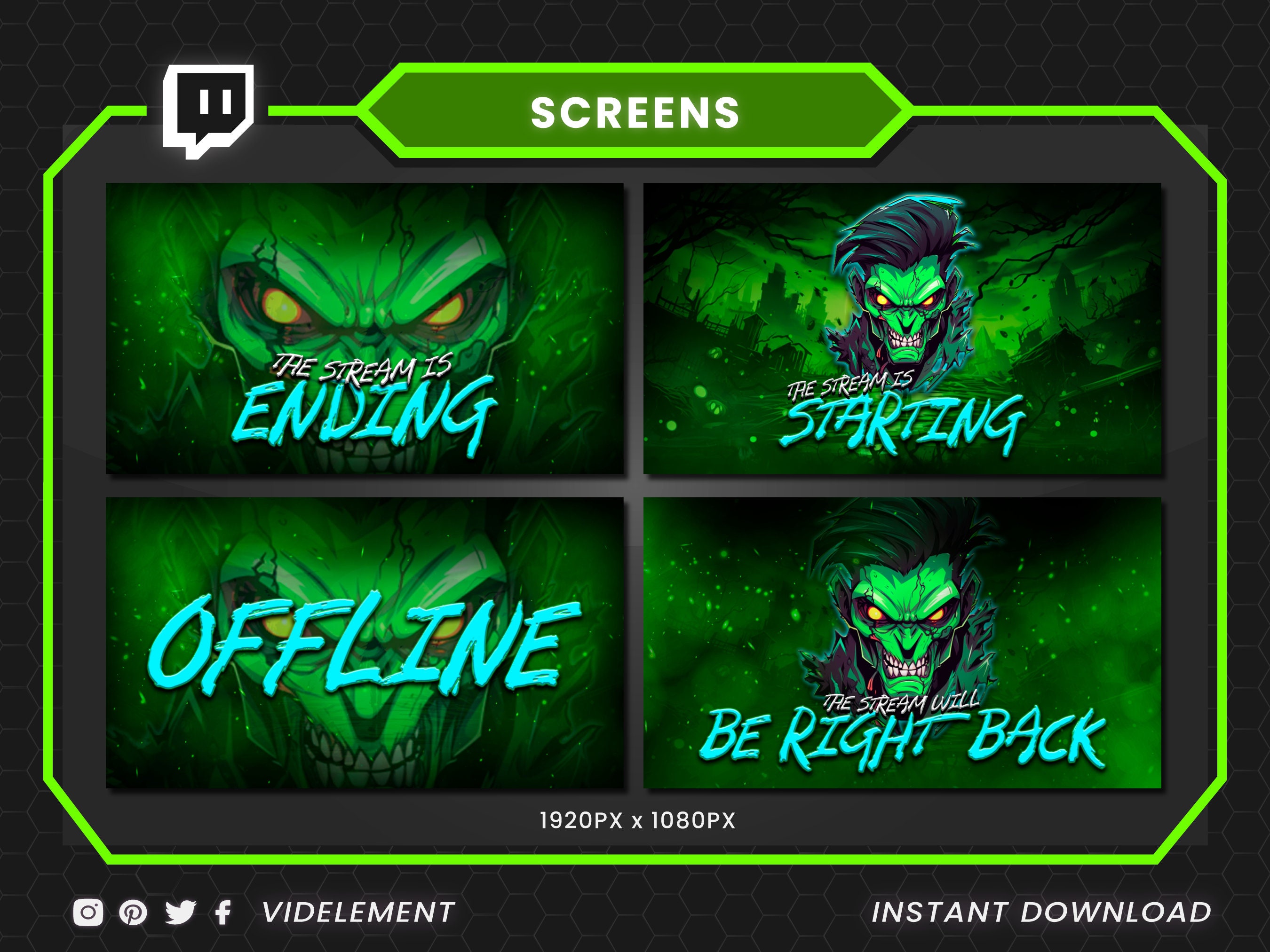 Zombie Stream Overlay Pack: Animated Alerts, Screens & Webcam Overlays ...