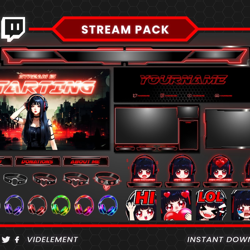 Girly Overlay for Twitch - Etsy