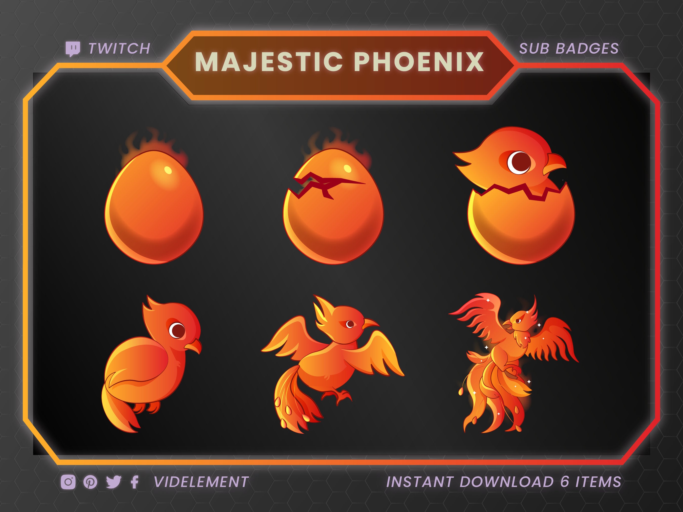 Phoenix Sub Badges Twitch Badges Twitch Sub Badges - Etsy