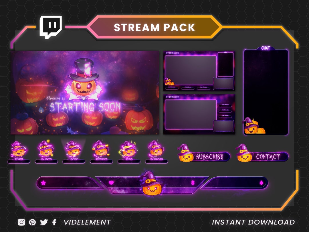 Mystical Pumpkin Halloween Twitch Stream Pack: Wizardry Overlays - Etsy