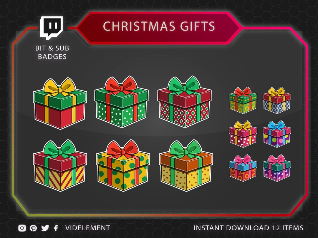 Twitch Bit Badges, Christmas Bit Badges, Gifts Bit Badges, Twitch Sub ...