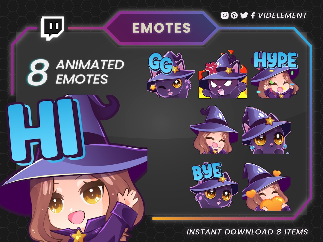 Celestial Witch Animated Twitch Emotes: 8-pack (instant Download) - Etsy